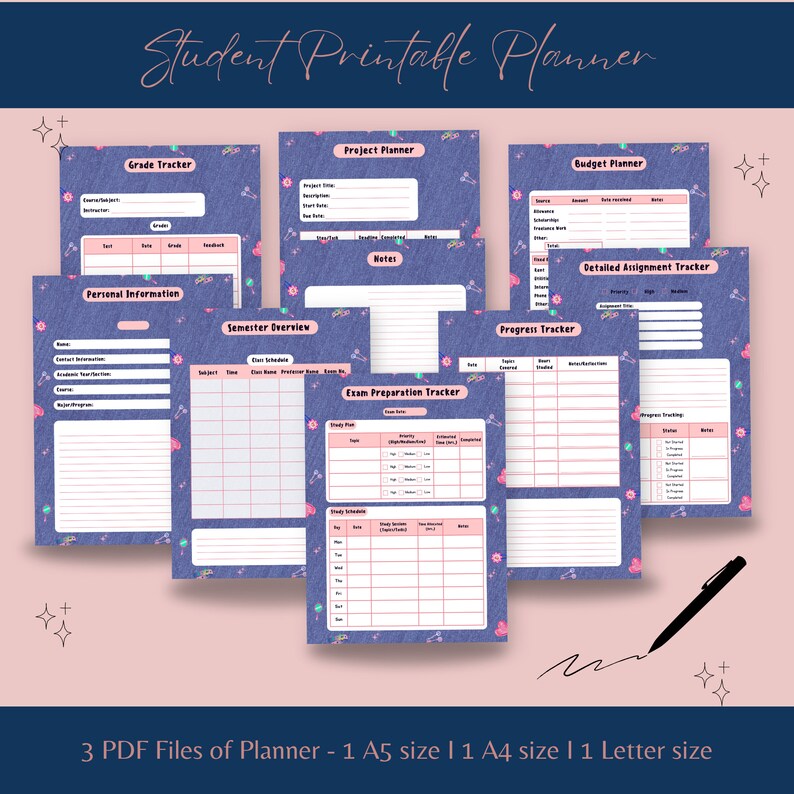 Undated Planner, Printable Student Planner, Fanatic Student Planner ...