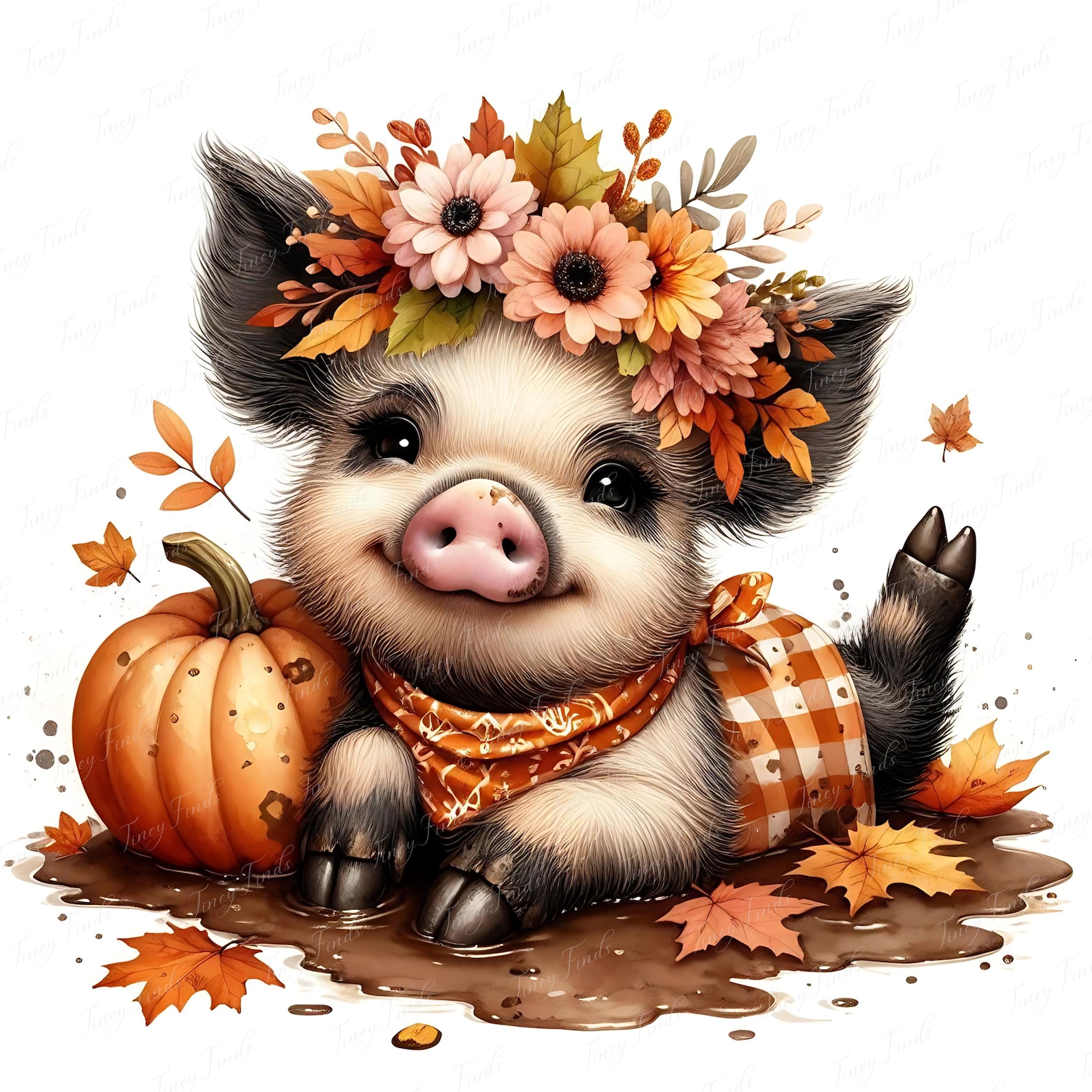 Fall Pig Clipart Bundle: Autumn Piglet, Pumpkin Harvest (JPEG Digital ...