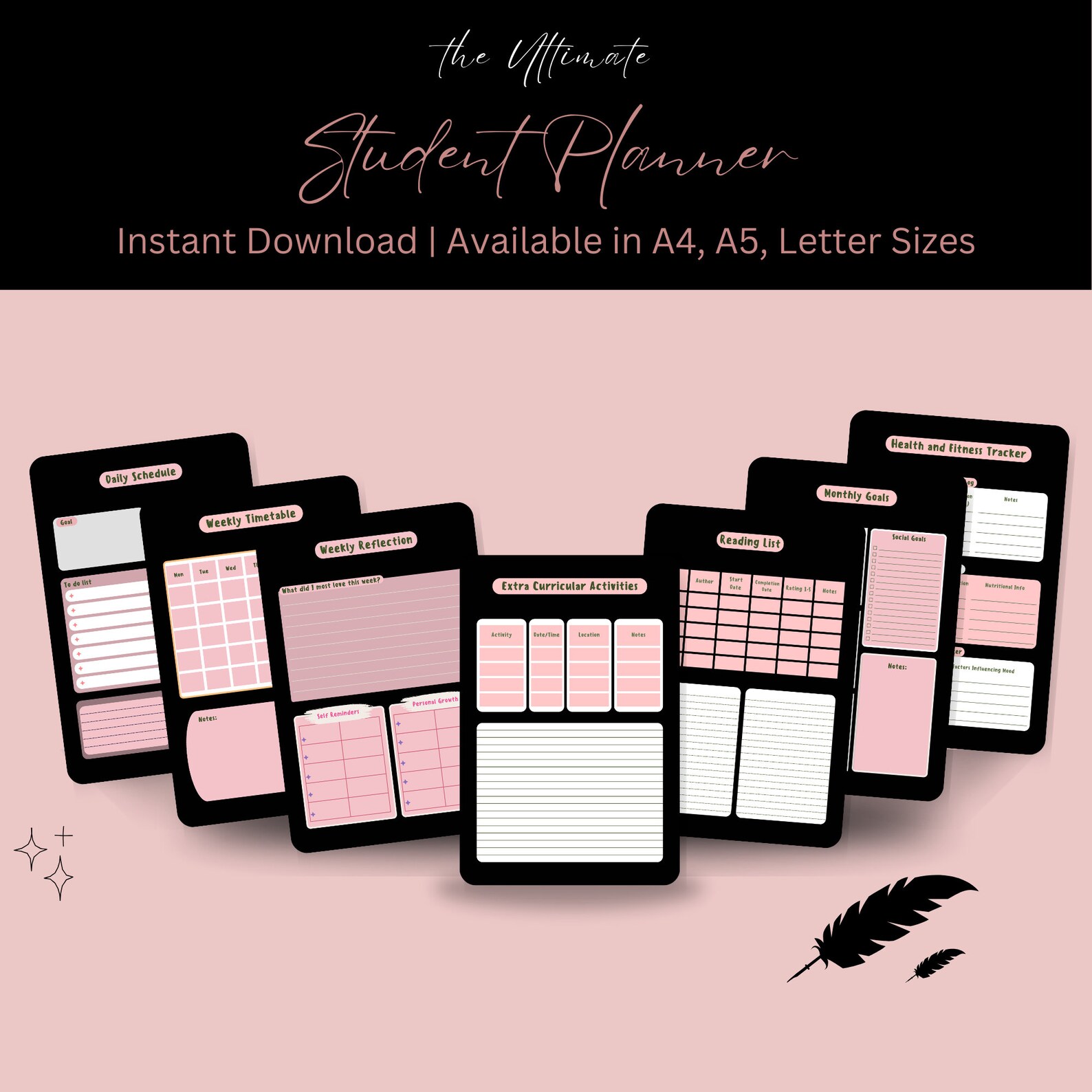 Printable Student Planner Fanatic Student Planner Academic and Study ...