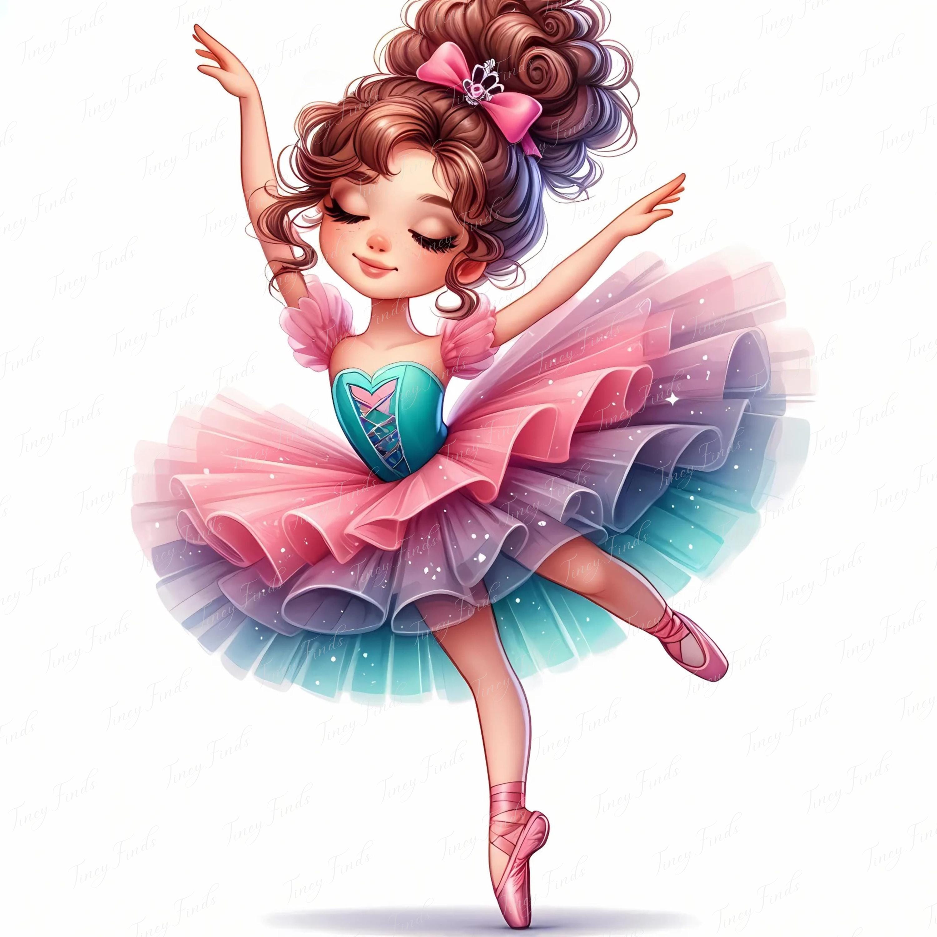 Ballerina Girl Clipart: Pink & Teal Tutu, Ballet Dance Art (10 JPEG ...