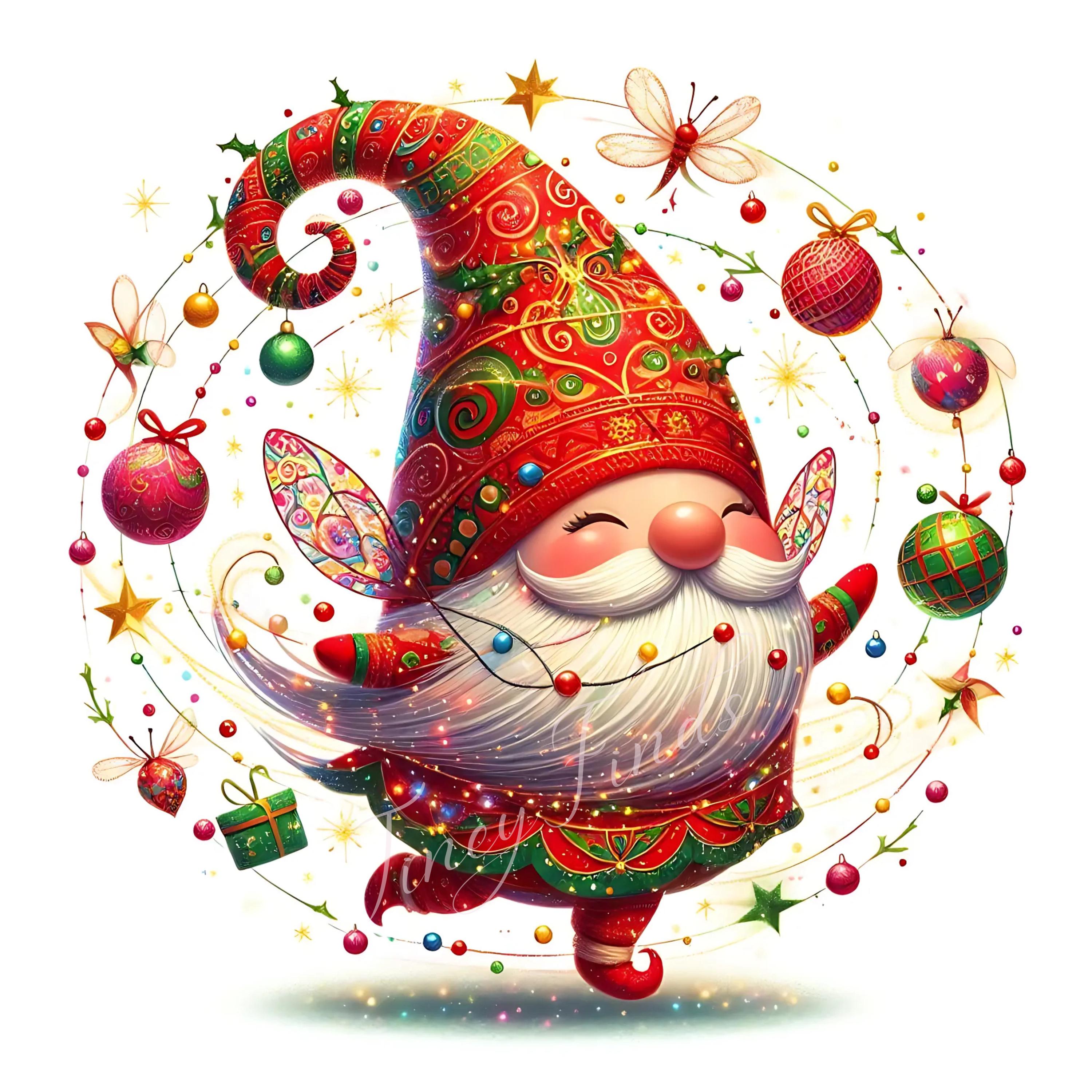 Festive Christmas Gnome Clipart Bundle: Red Holiday Designs (JPEG) - Etsy
