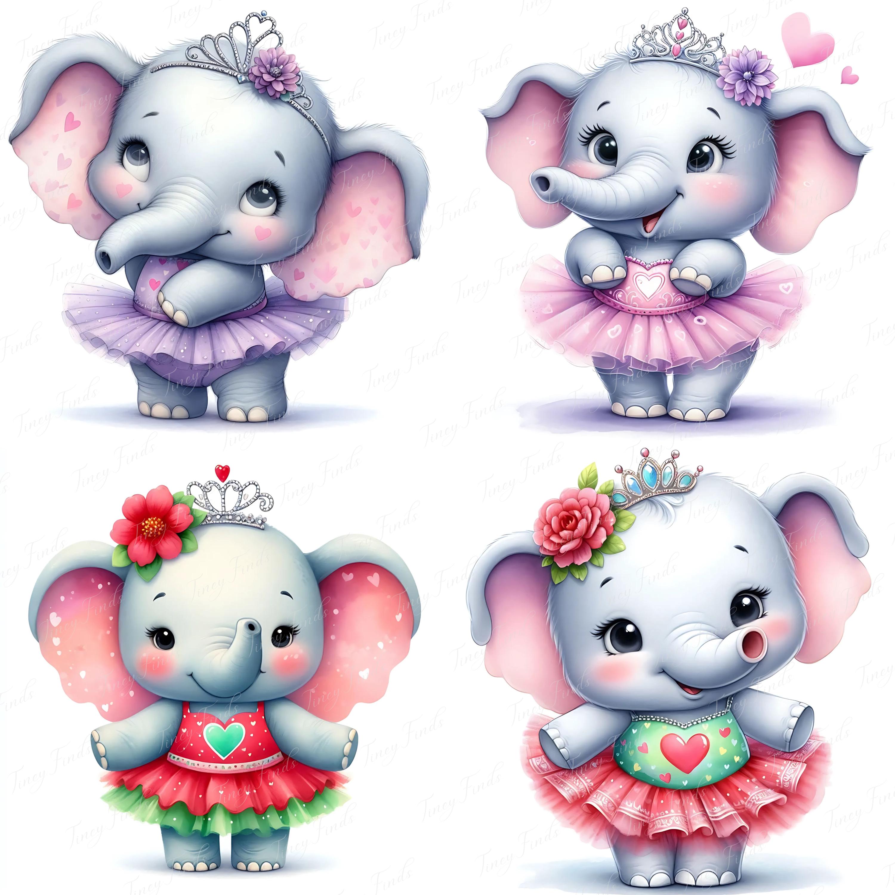 Baby Elephant Ballerina Clipart: Tutu Dress Animal Art (JPEG) - Etsy
