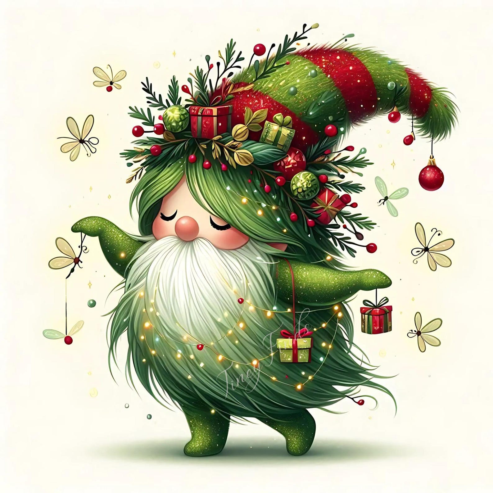 Christmas Gnome Clipart: Holiday Lights, Fairy Wings (12 Jpegs ...