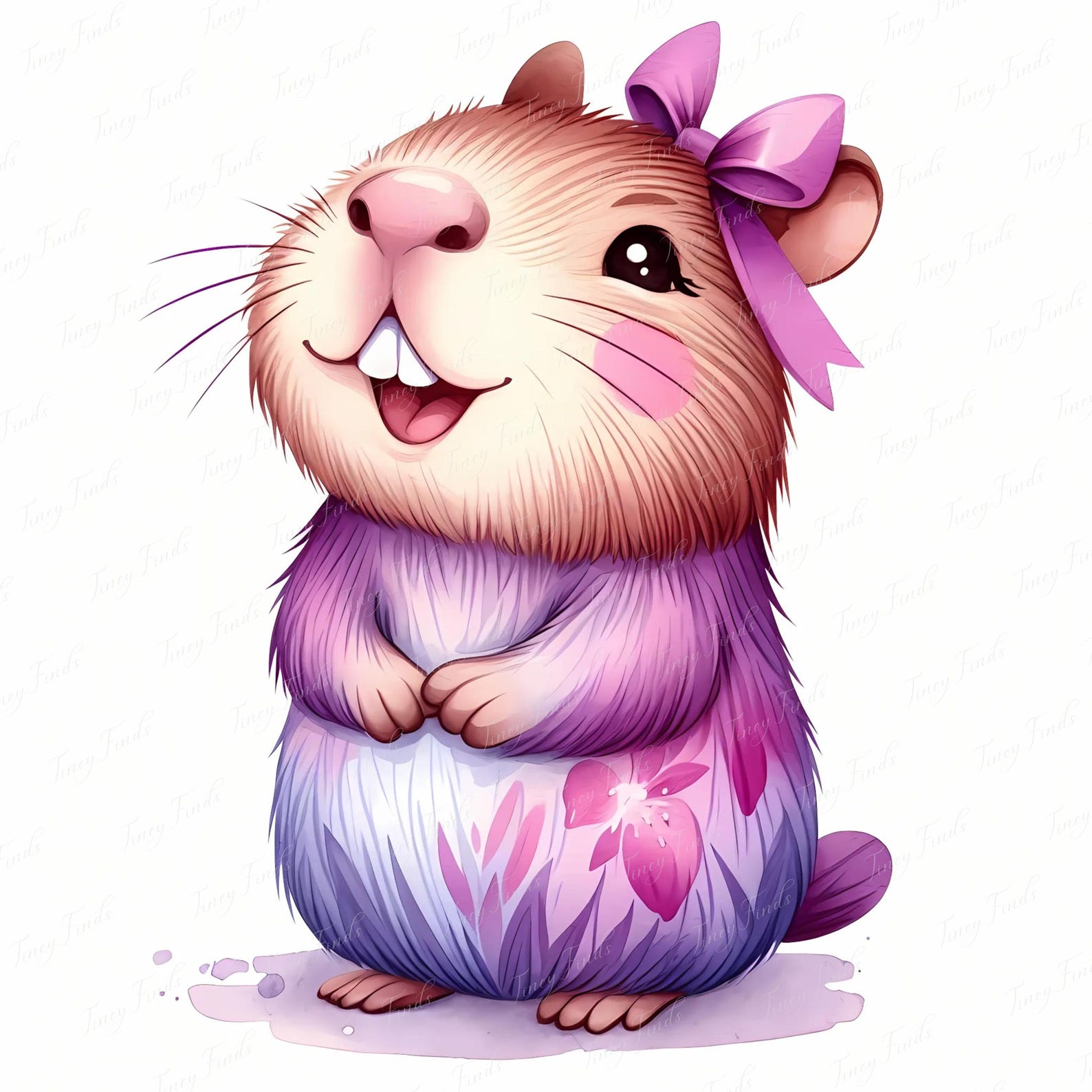 Capybara Clipart Bundle: Floral Bow, Scrapbook Stickers (12 JPEG) - Etsy