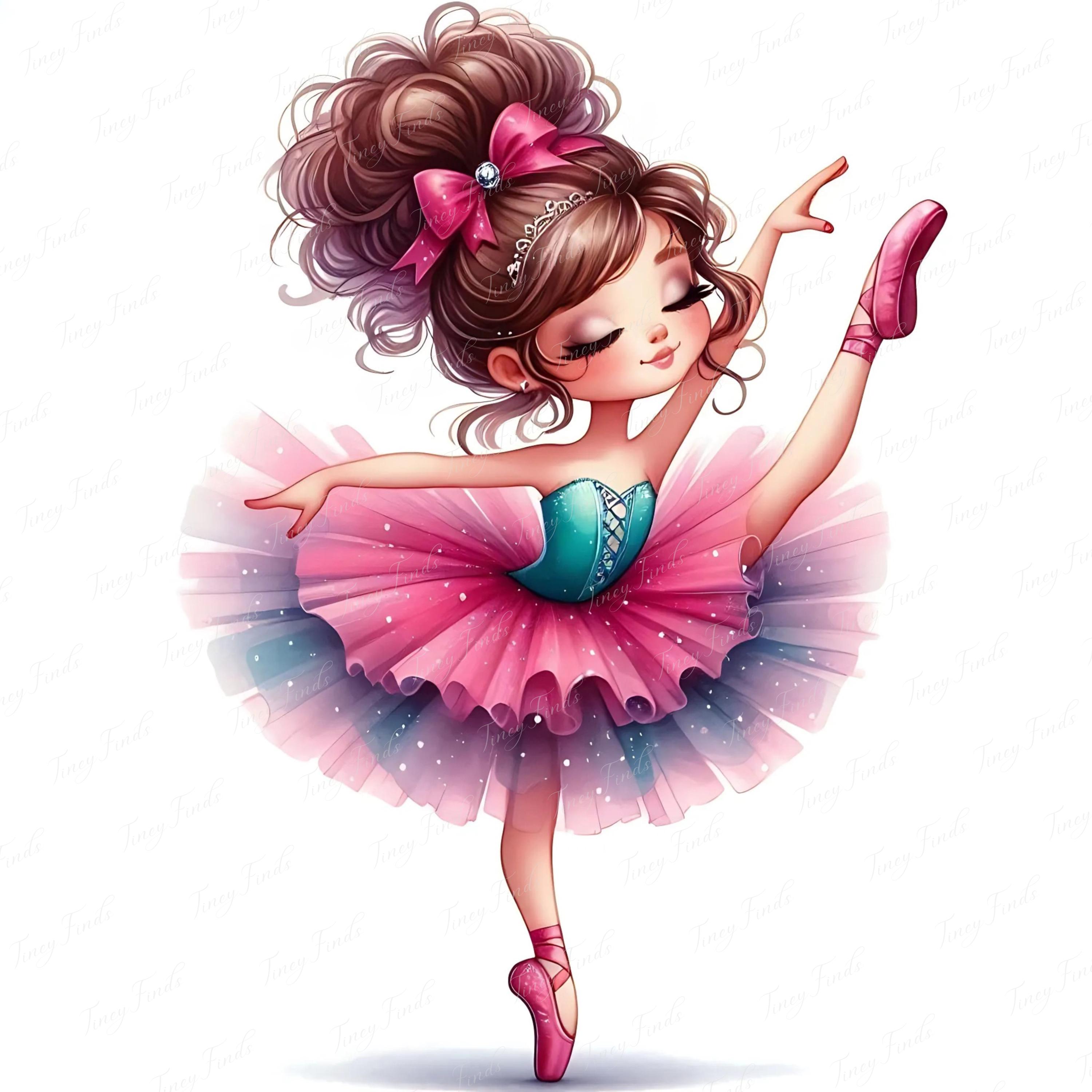 Ballerina Girl Clipart: Pink & Teal Tutu, Ballet Dance Art (10 JPEG ...