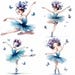 Blue Ballerina Girl Clipart | 12 Ballet Princess JPEG | Nursery Wall ...