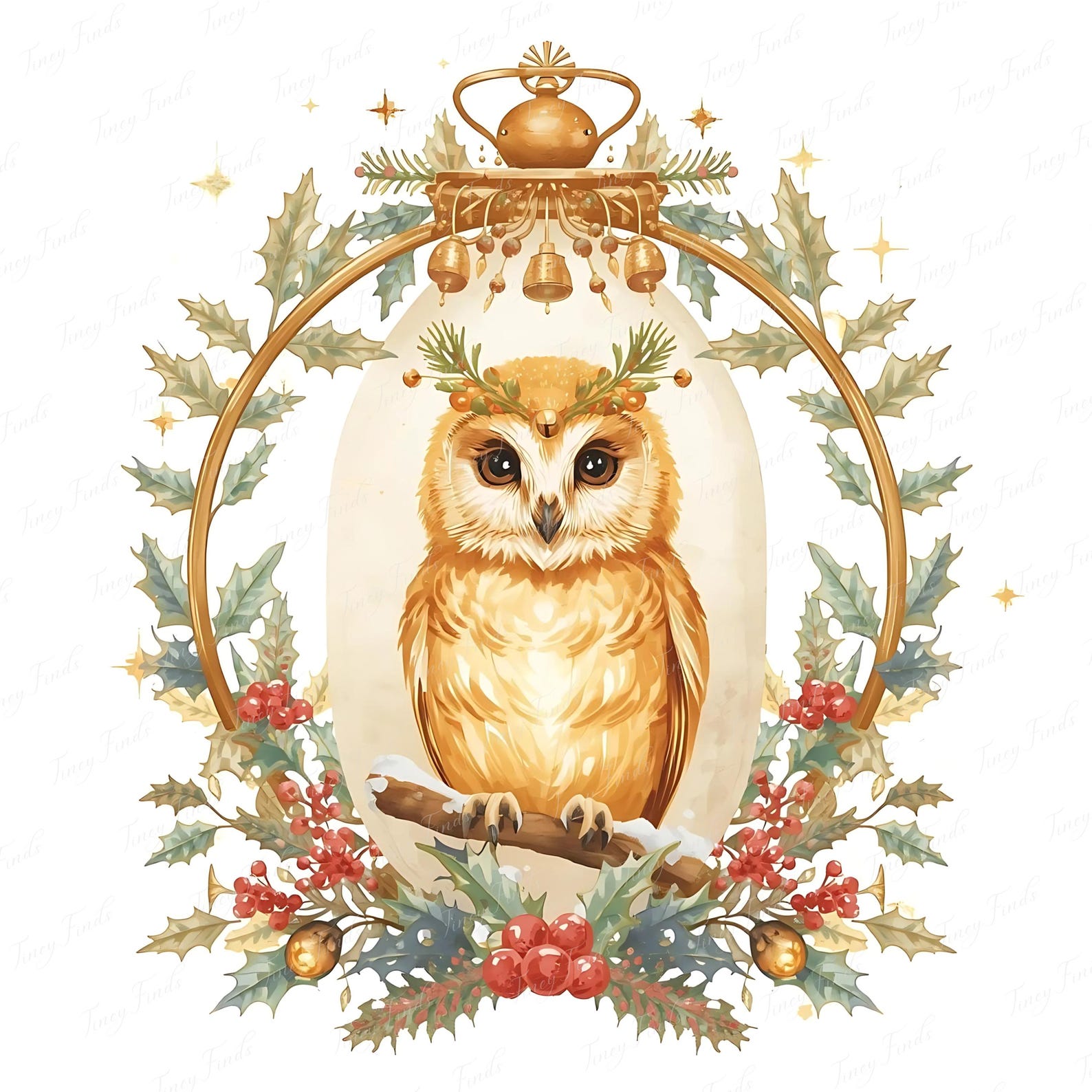 Watercolor Christmas Owl Clipart Bundle: Winter Woodland Art (digital ...