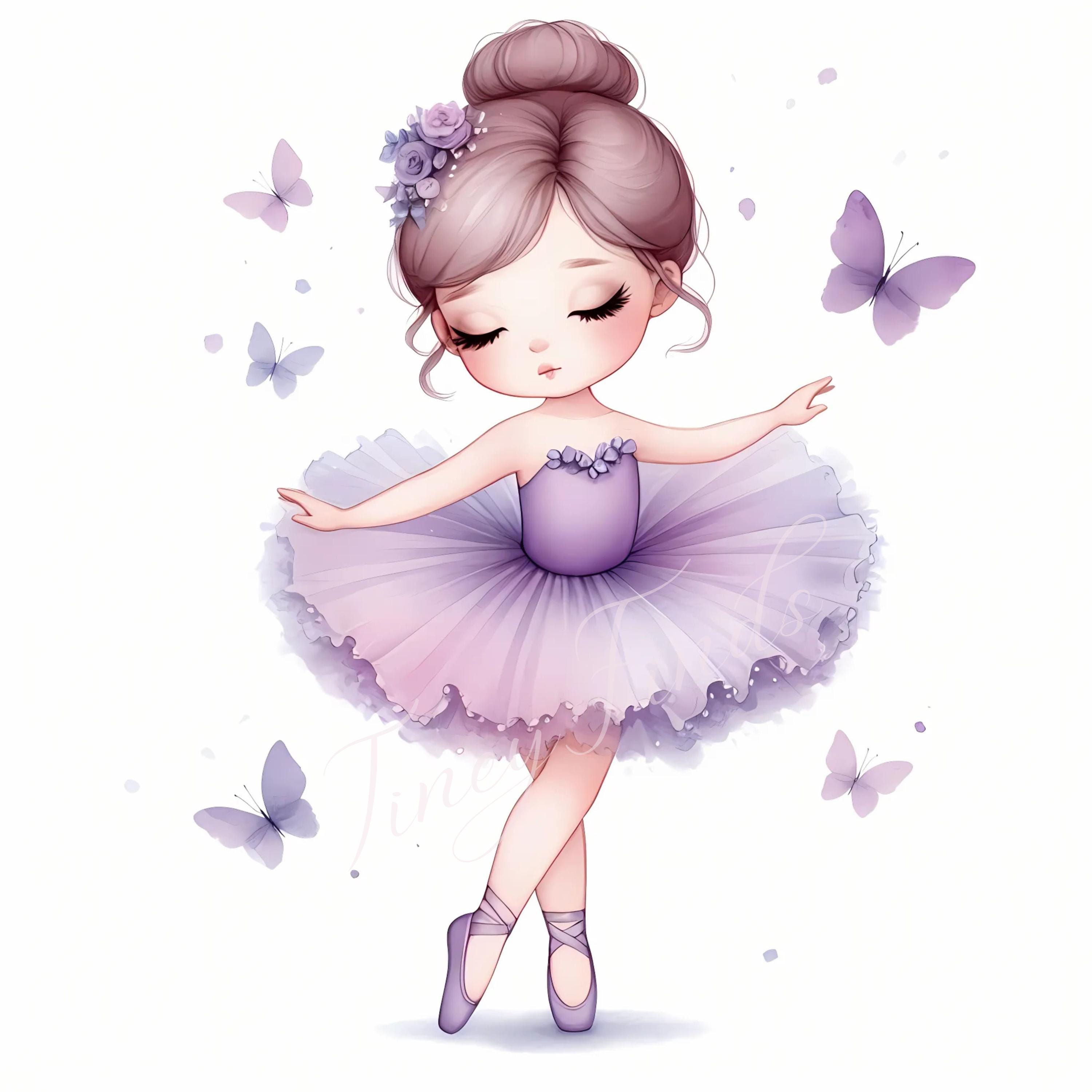 Cute Ballerina Girl Clipart in Pastel Purple 12 JPEG | Ballet Dance Art ...