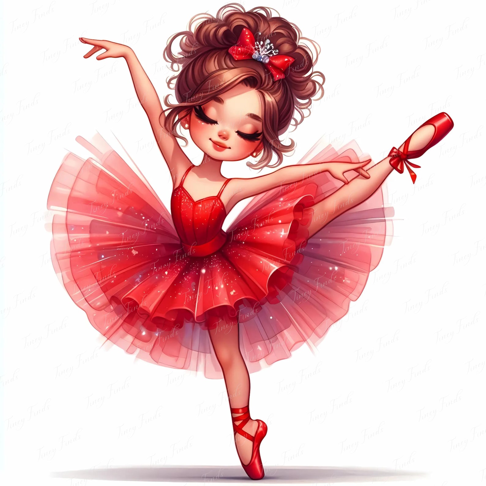 Red Ballerina Clipart: Ballet Dancer Illustration (10 JPEG Digital ...