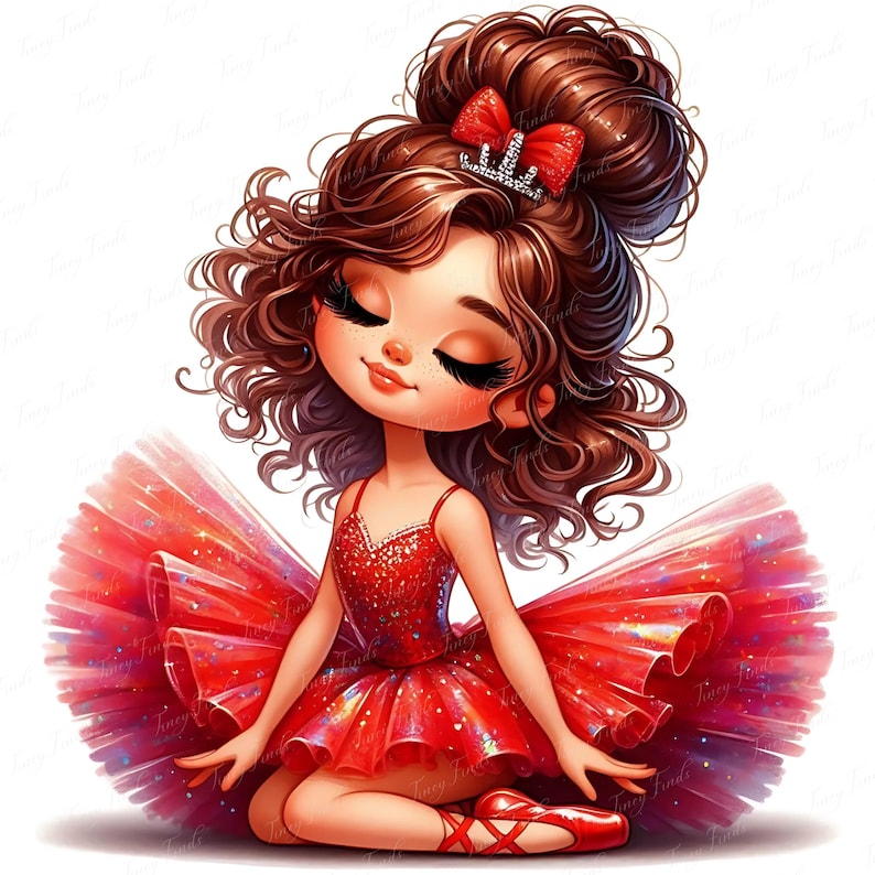 Red Ballerina Clipart: Ballet Dancer Illustration (10 JPEG Digital ...
