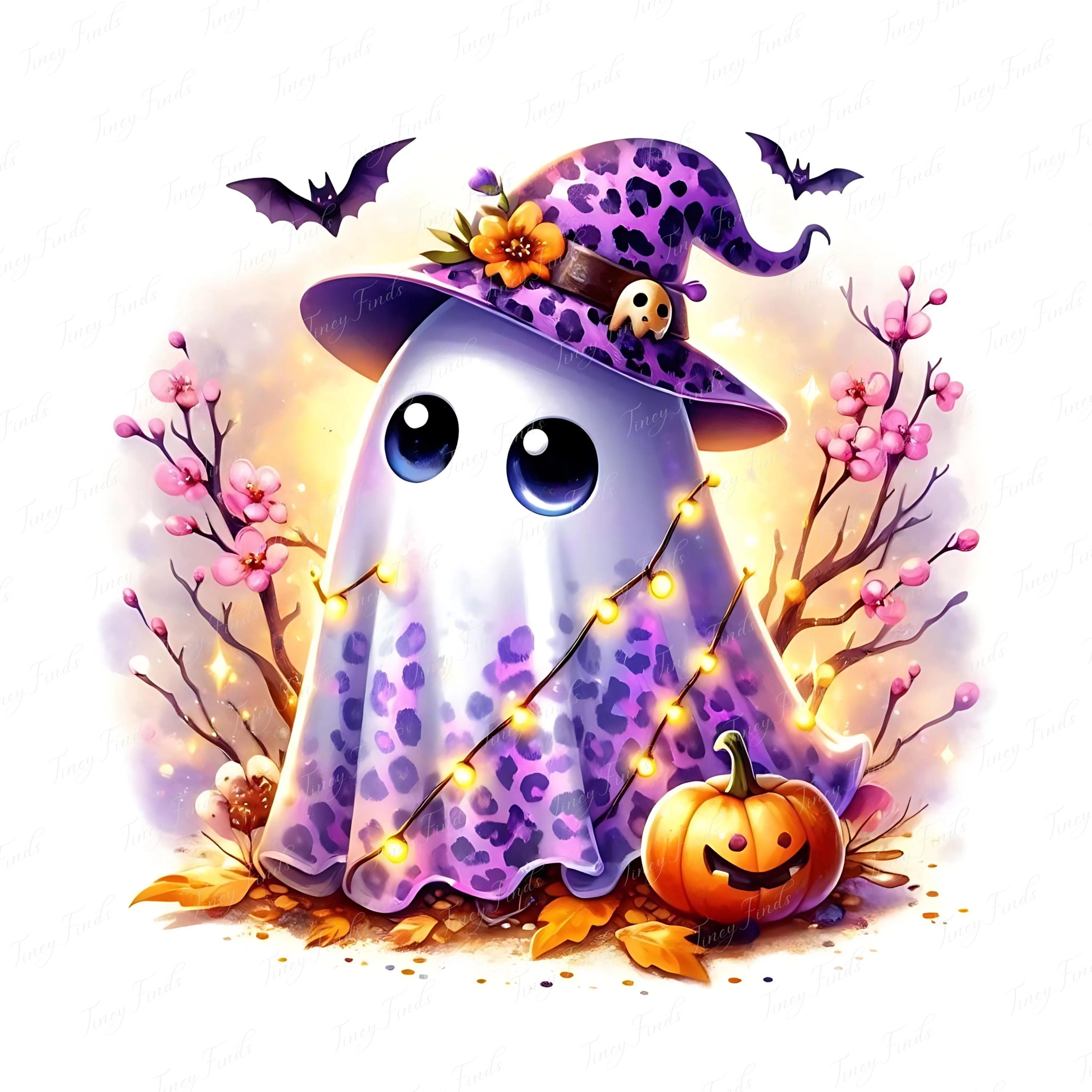 Halloween Ghost Clipart Bundle: Witch Hat, Pumpkins, Bats (digital ...