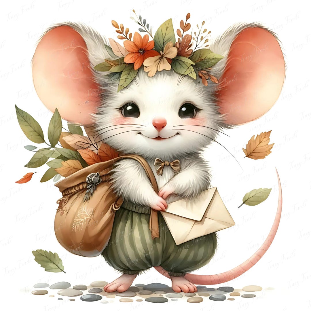 Fall Mouse Clipart | Autumn Nursery Animal Illustration (digital) - Etsy
