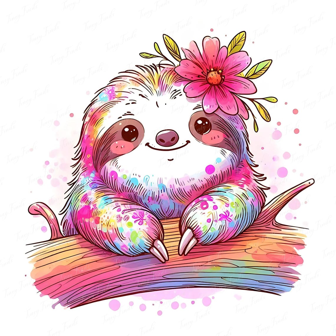 Floral Sloth Clipart: Boho Nursery Animal Art (digital Download) - Etsy