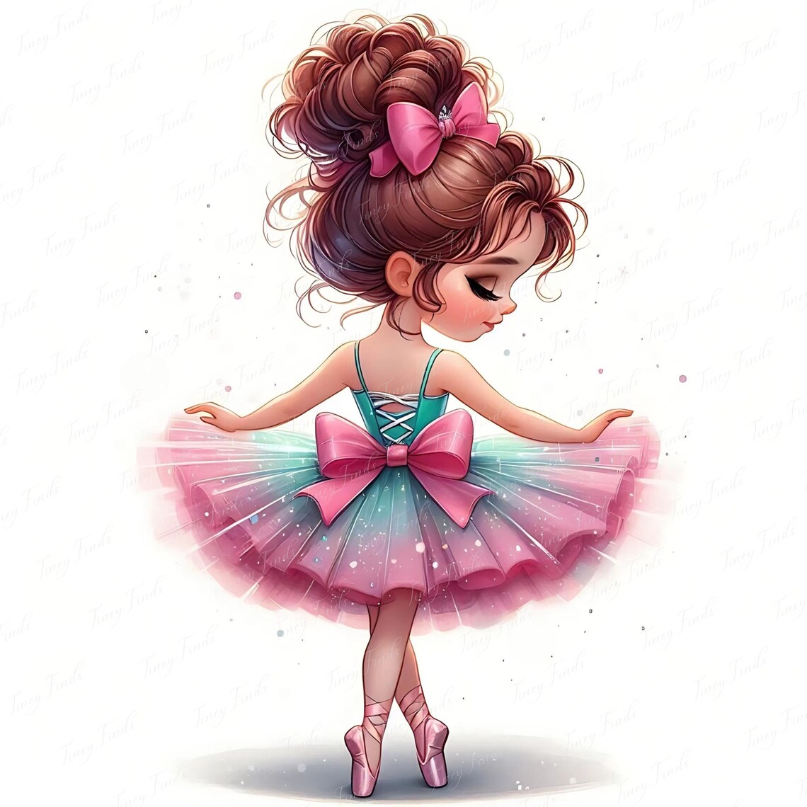 Cute Ballerina Girl Clipart | Teal Tutu Ballet Dancer 10 JPEG | Pink ...