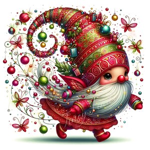 Festive Christmas Gnome Clipart Bundle: Red Holiday Designs (JPEG) - Etsy