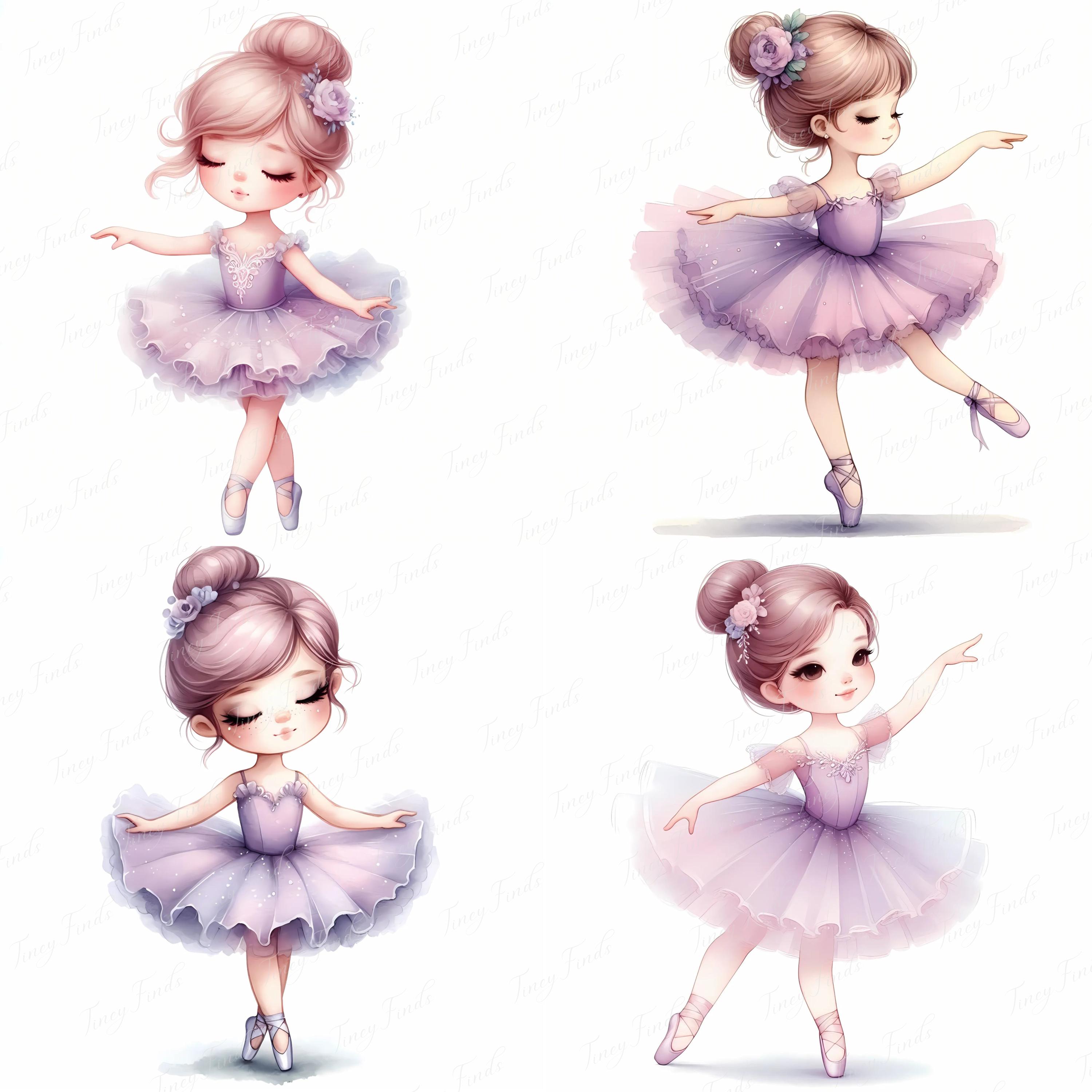 Cute Purple Ballerina Girl Clipart | Ballet Girl 12 JPEG | Nursery Wall ...