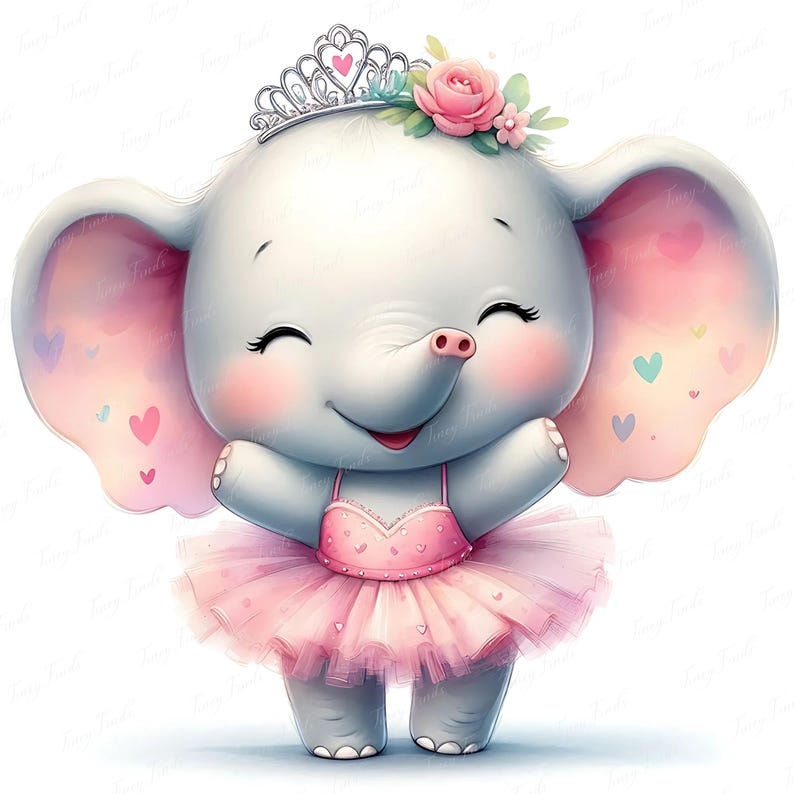 Baby Elephant Ballerina Clipart: Tutu Dress Animal Art (JPEG) - Etsy