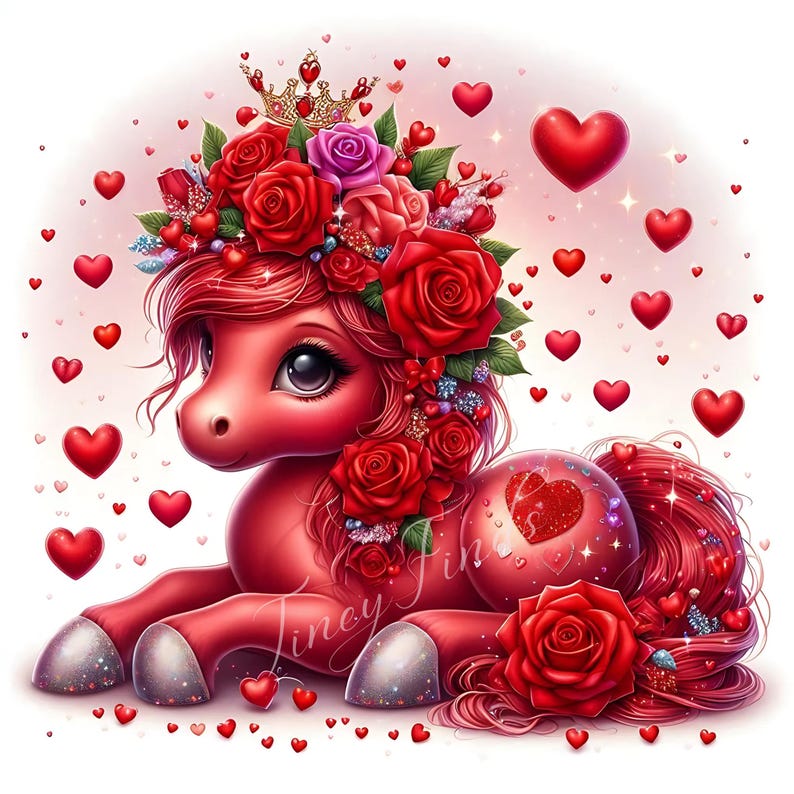 12 Set of Magical Unicorn Clipart With Roses and Heart Details JPEG ...