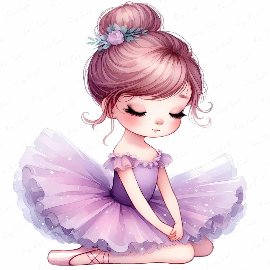 Cute Purple Ballerina Girl Clipart | Ballet Girl 12 JPEG | Nursery Wall ...