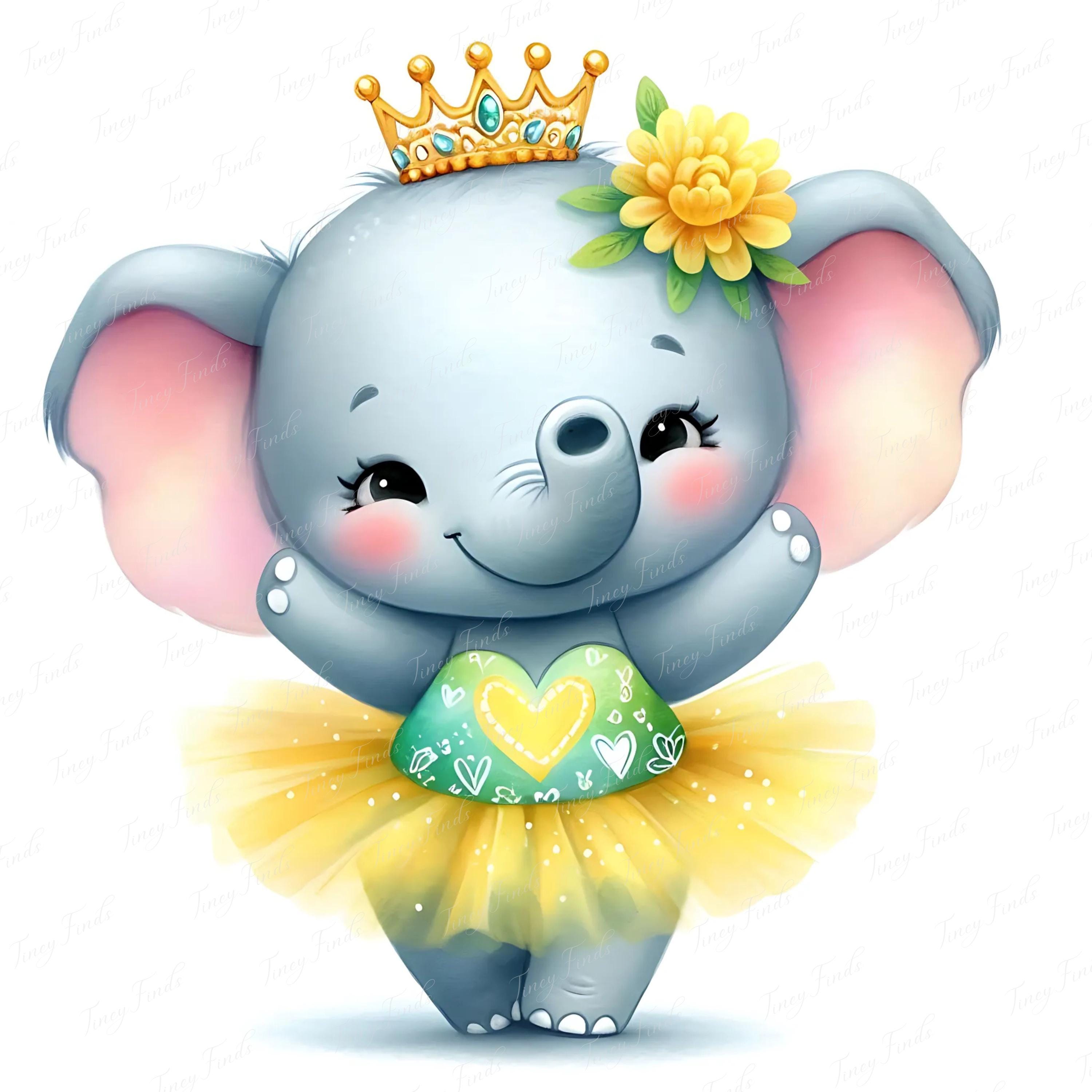 Baby Elephant Ballerina Clipart: Tutu Dress Animal Art (JPEG) - Etsy