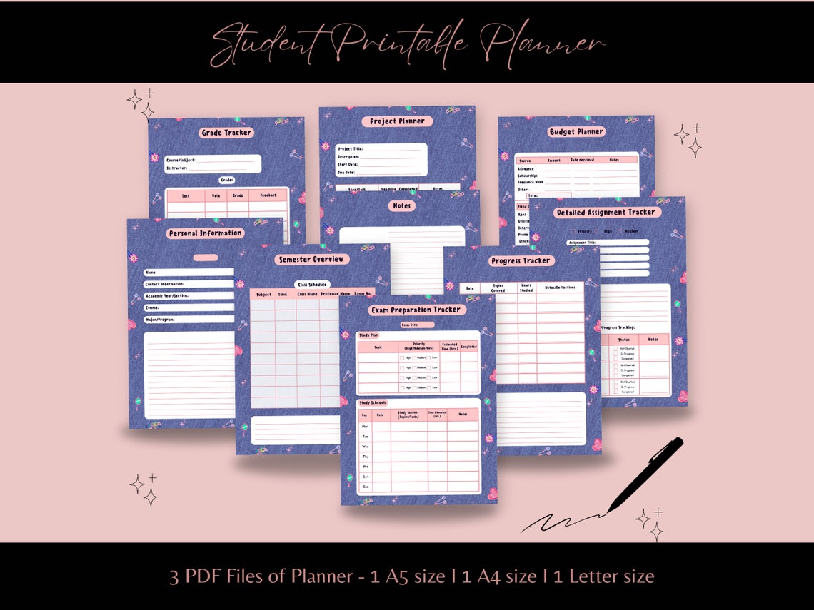 Undated Planner, Printable Student Planner, Fanatic Student Planner ...