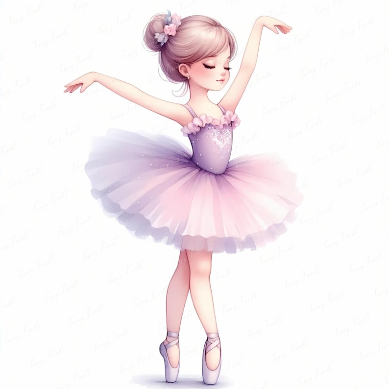 Cute Purple Ballerina Girl Clipart | Ballet Girl 12 JPEG | Nursery Wall ...