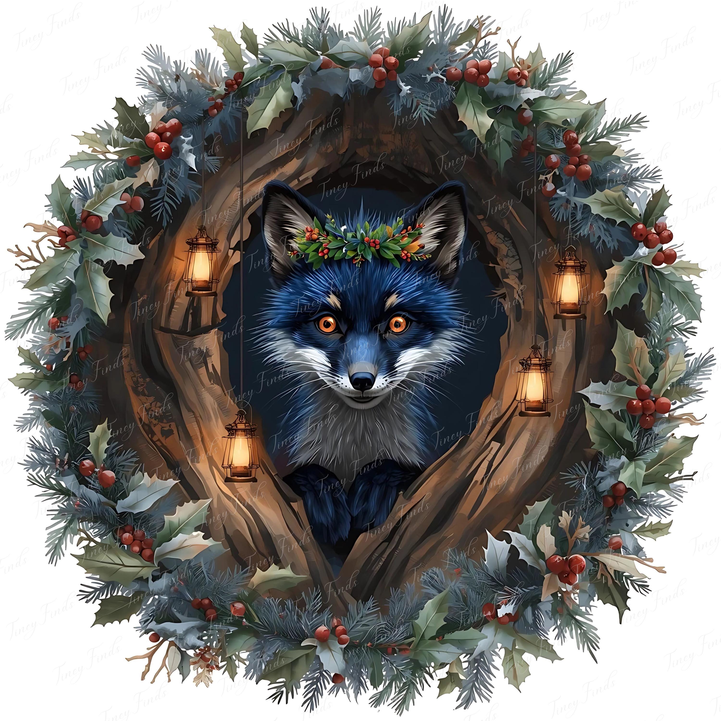 Christmas Blue Fox Clipart Bundle: Woodland Holiday Art (digital ...