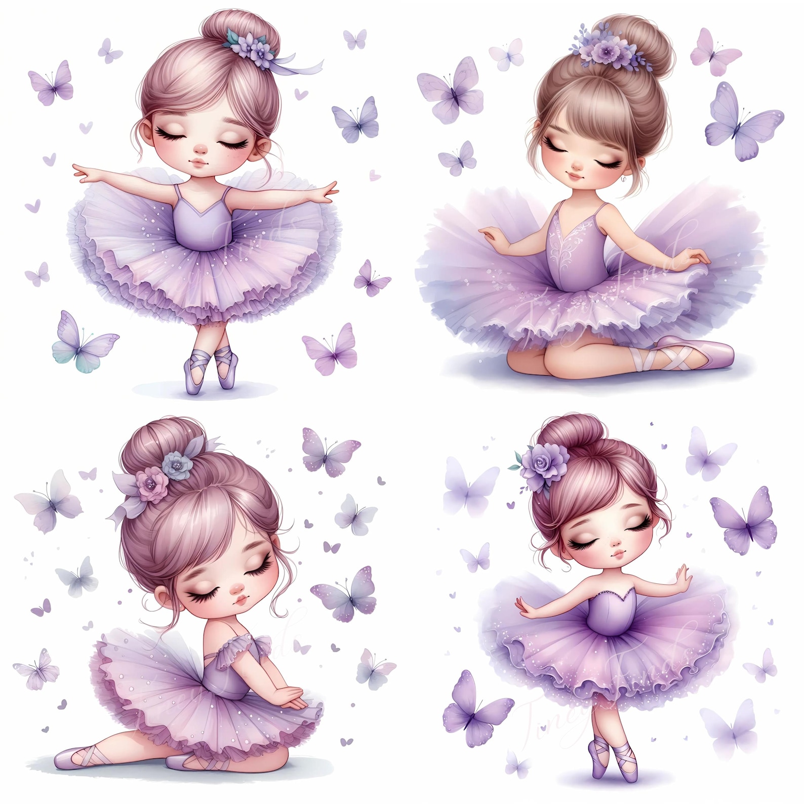Pastel Purple Ballerina Clipart: Watercolor Ballet Art (digital ...