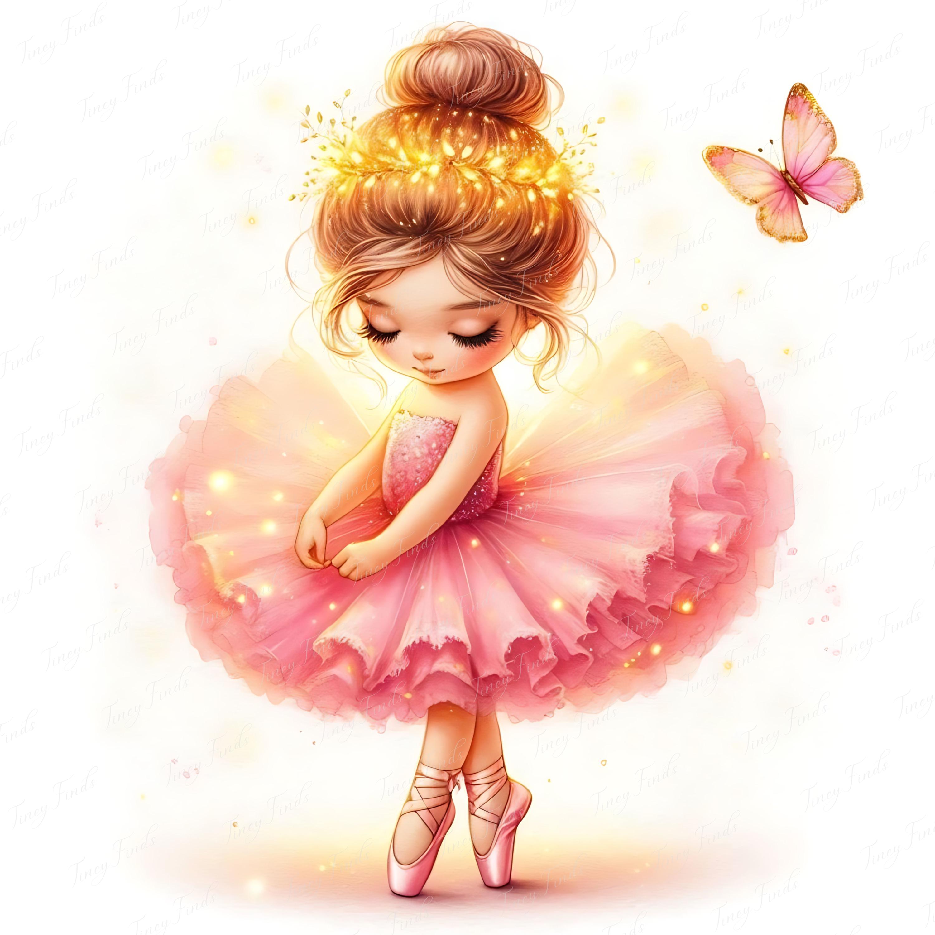 Ballet Girl Clipart Bundle: Pink Tutu Ballerina, Butterfly Fairy (JPEG ...