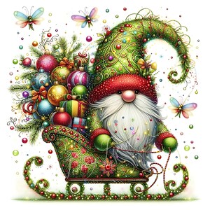 Christmas Gnome Clipart Digital Download, Festive Green Gnomes ...