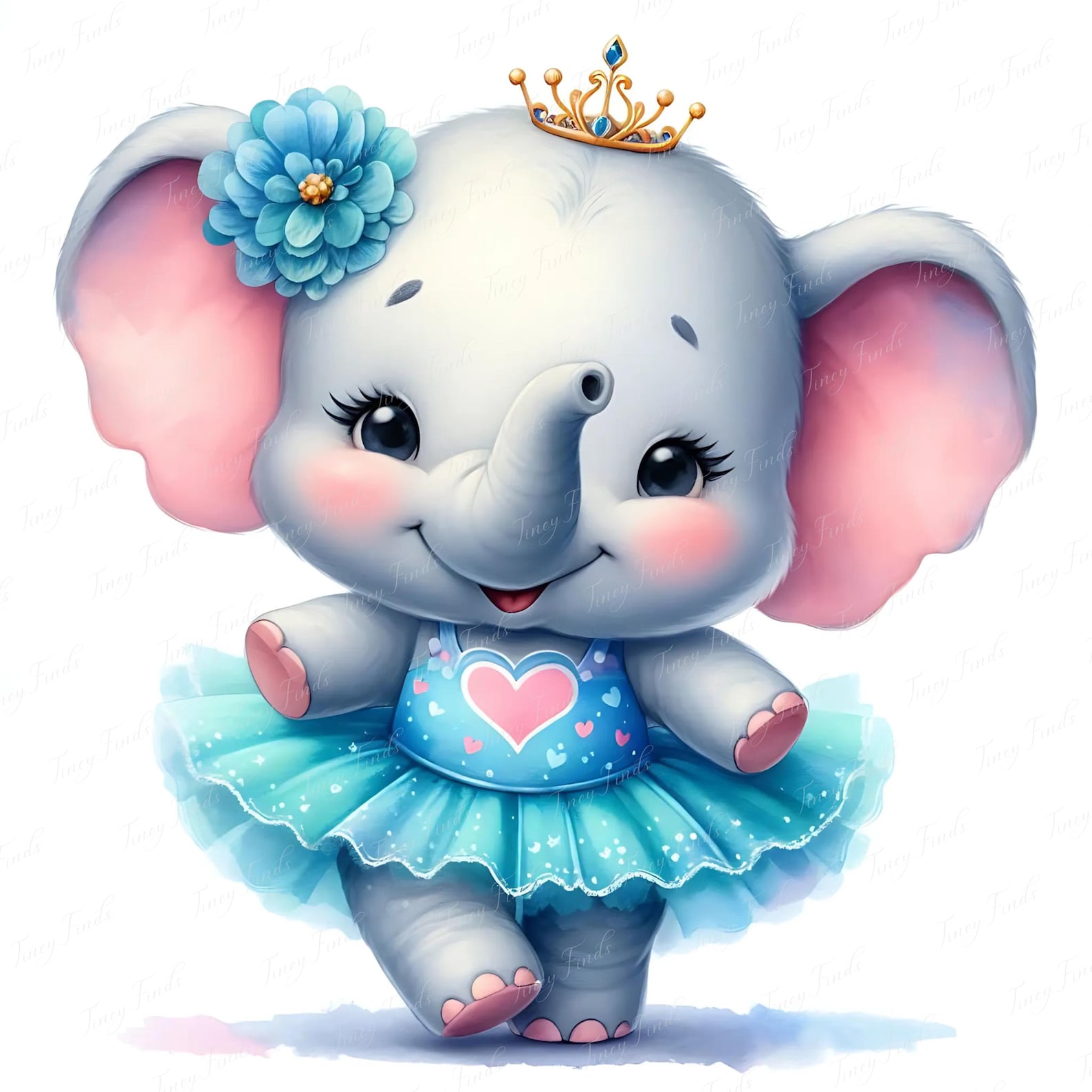 Baby Elephant Ballerina Clipart: Tutu Dress Animal Art (JPEG) - Etsy