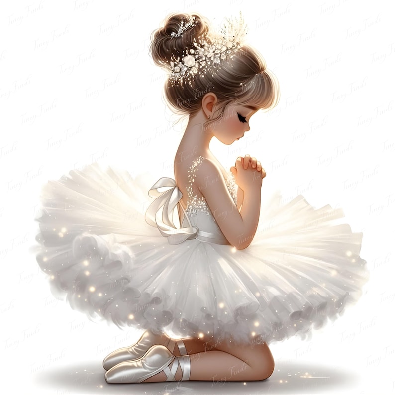 White Ballerina Girl Clipart, Ballet Dancer Illustration, Princess Art ...