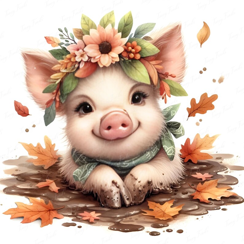 Fall Pig Clipart Bundle: Autumn Piglet, Pumpkin Harvest (JPEG Digital ...