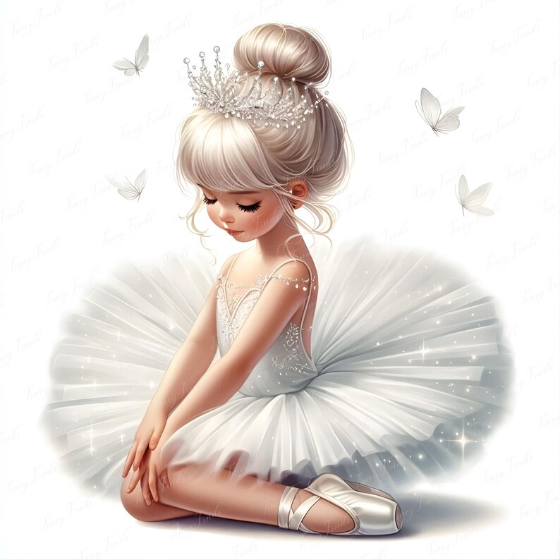 White Ballerina Girl Clipart, Ballet Dancer Illustration, Princess Art ...