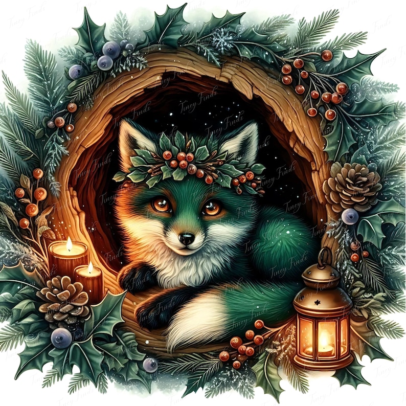 Christmas Fox Clipart Bundle: Winter Woodland Scene (digital Download ...