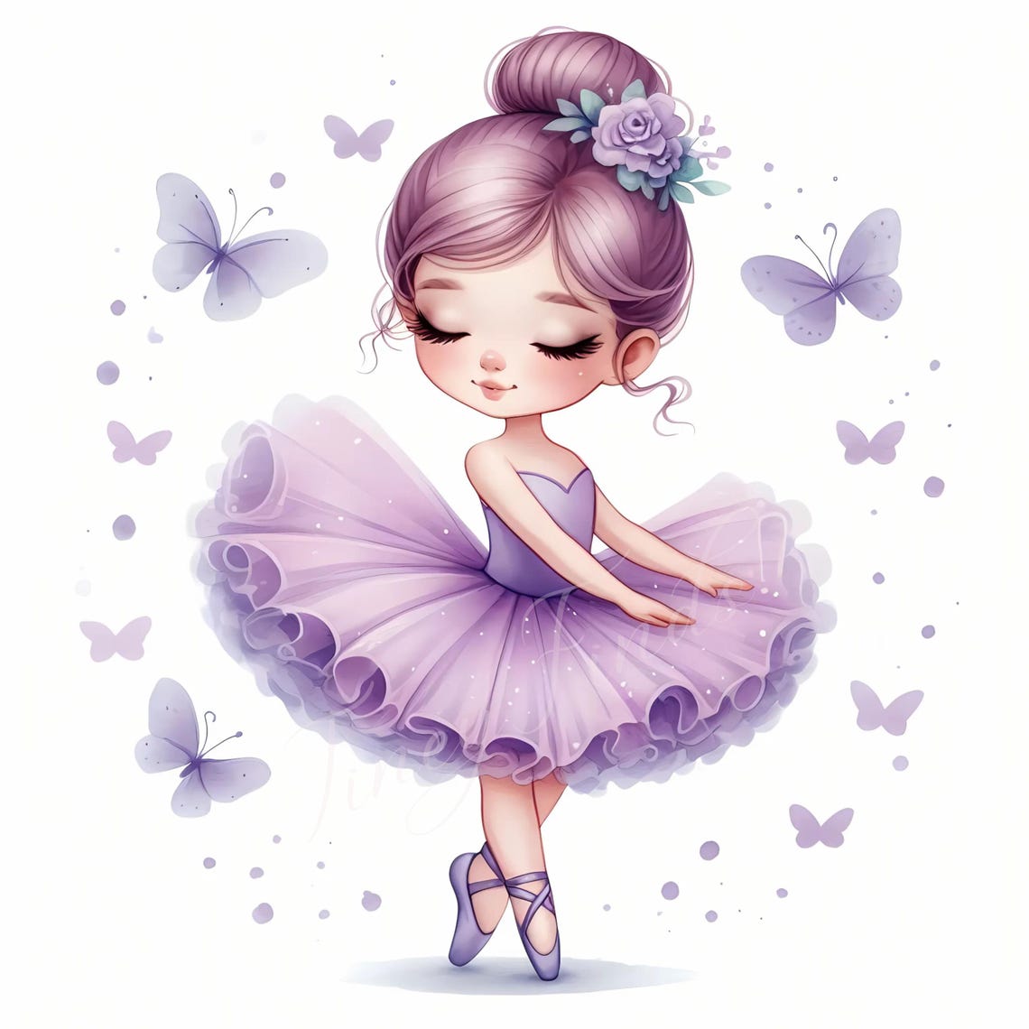 Pastel Purple Ballerina Clipart: Watercolor Ballet Art (digital ...