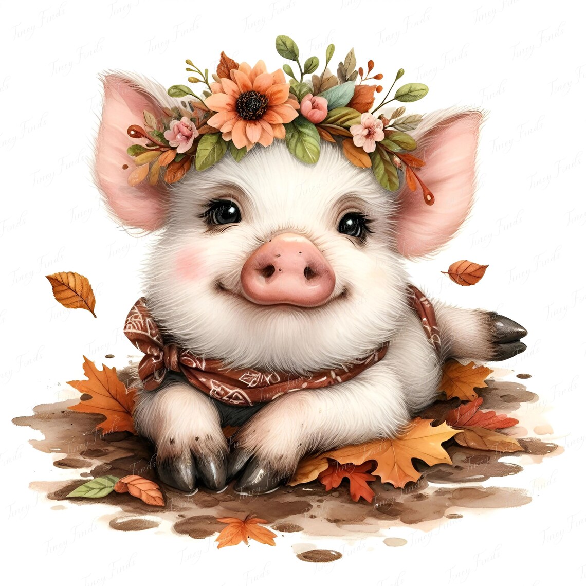 Fall Pig Clipart Bundle: Autumn Piglet, Pumpkin Harvest (JPEG Digital ...