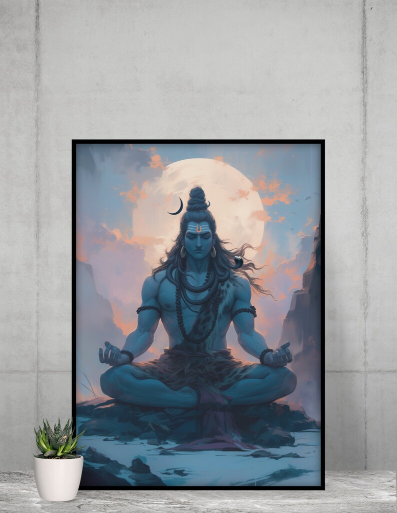 Lord Shiva Meditating Shiva Housewarming Gift, Shiva Poster, Shiva Wall ...