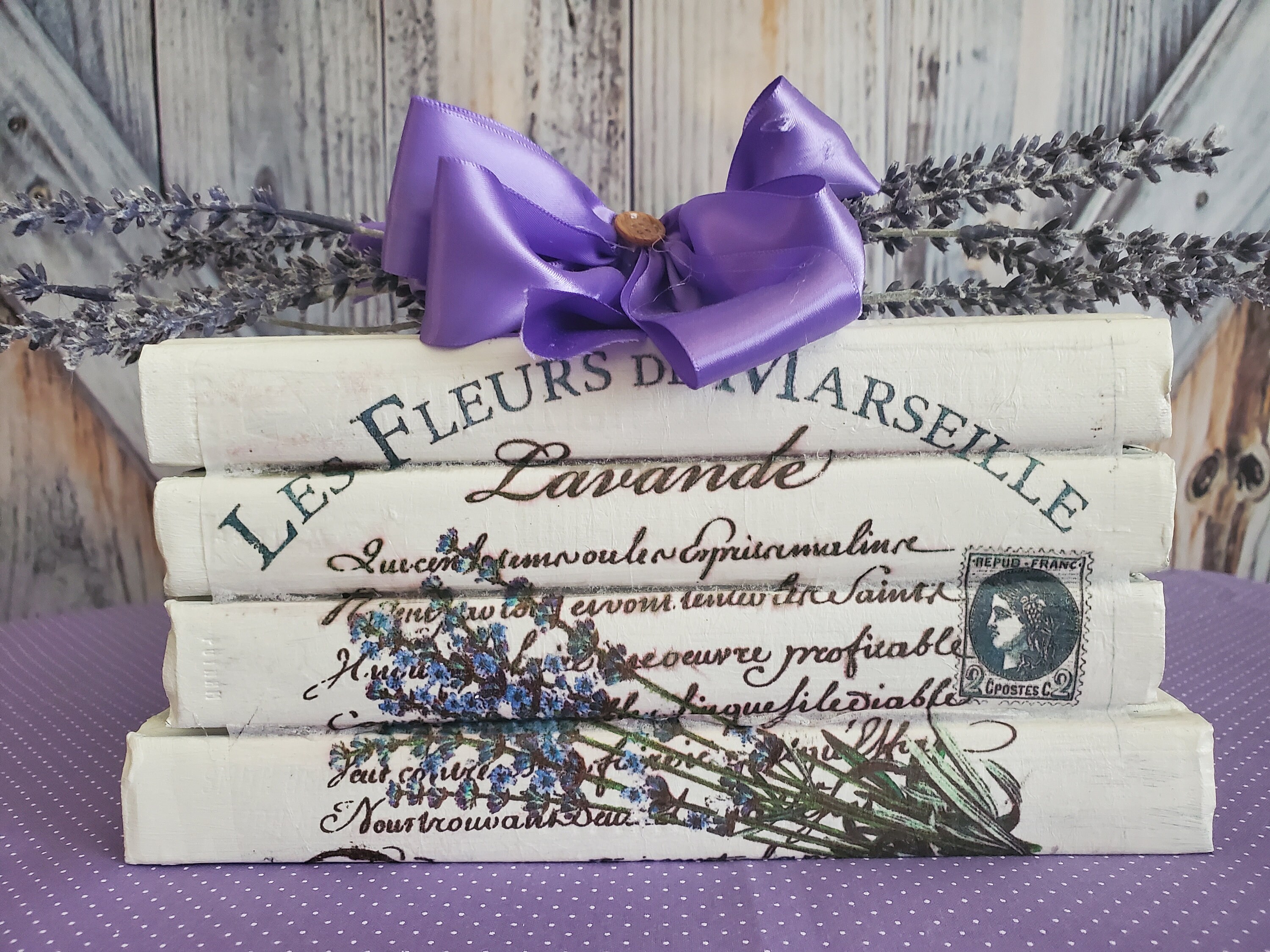 Shabby Chic Book Stack Book Bundke French Lavender Script - Etsy