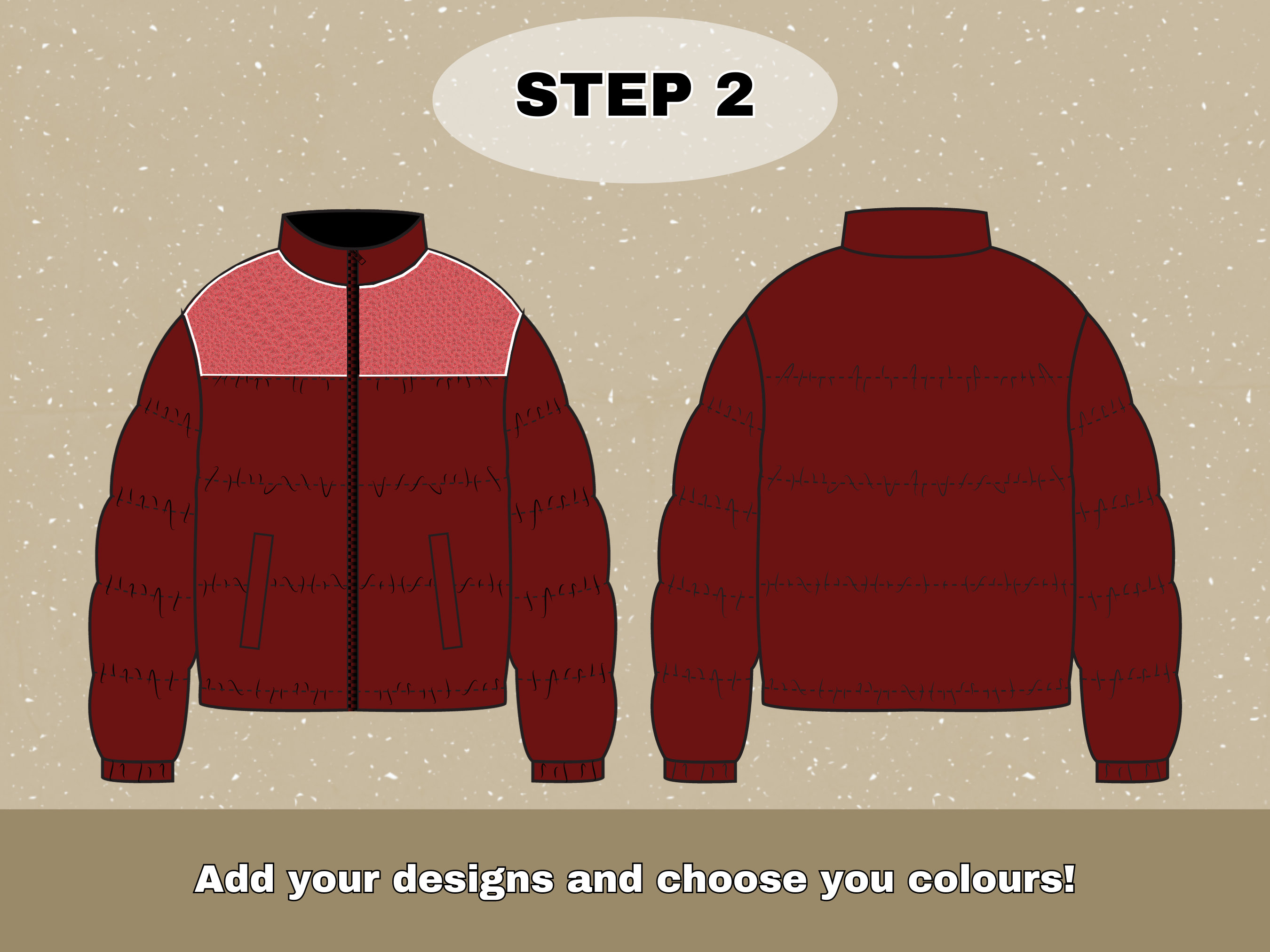 Streetwear Puffer Jacket Tech Pack Mockup, Clothing Design Vector ...