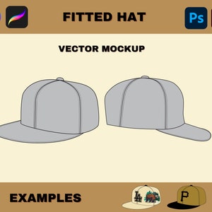 Fitted Hat Mockup Clothing Tech Pack Vector Pack, Aesthetic Cap MOCKUP ...