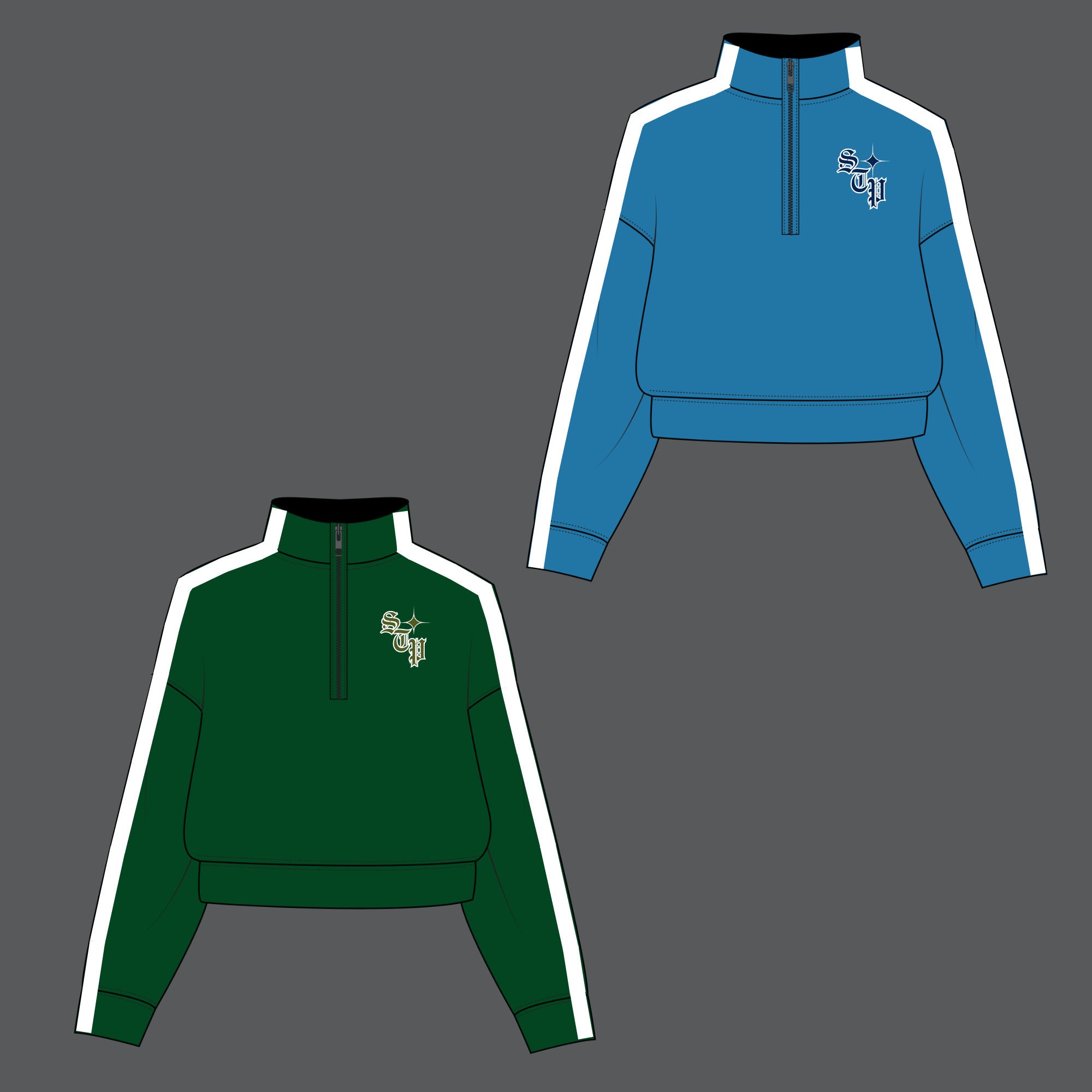 Quarter Zip Clothing Tech Pack Mockup Template, Vector Adobe ...