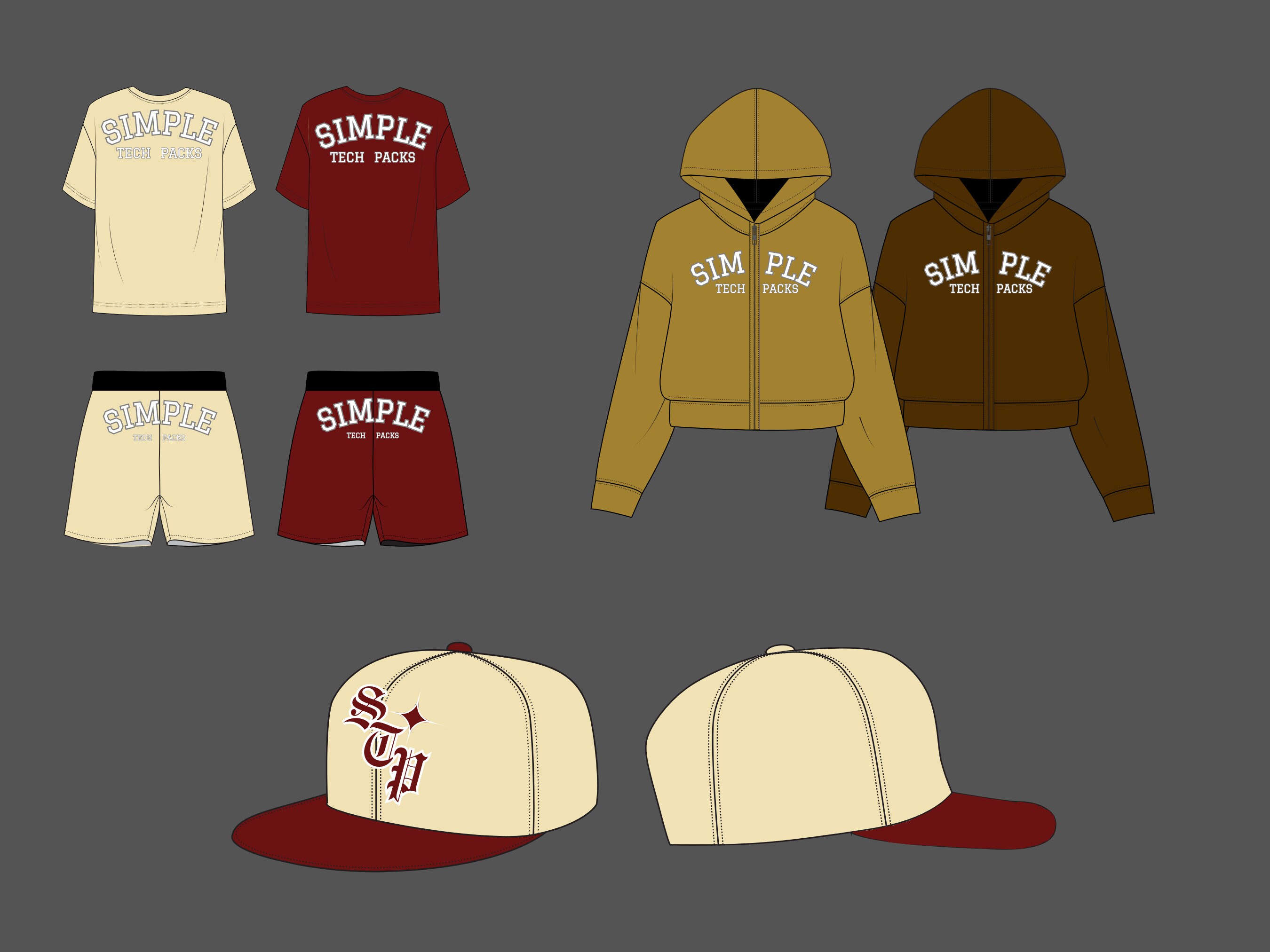 Fitted Hat Mockup Clothing Tech Pack Vector Pack, Aesthetic Cap MOCKUP ...