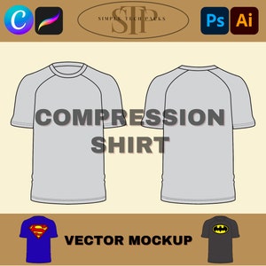 Compression T-shirt Streetwear Mockup Techpack, Athletic Shirt Adobe ...