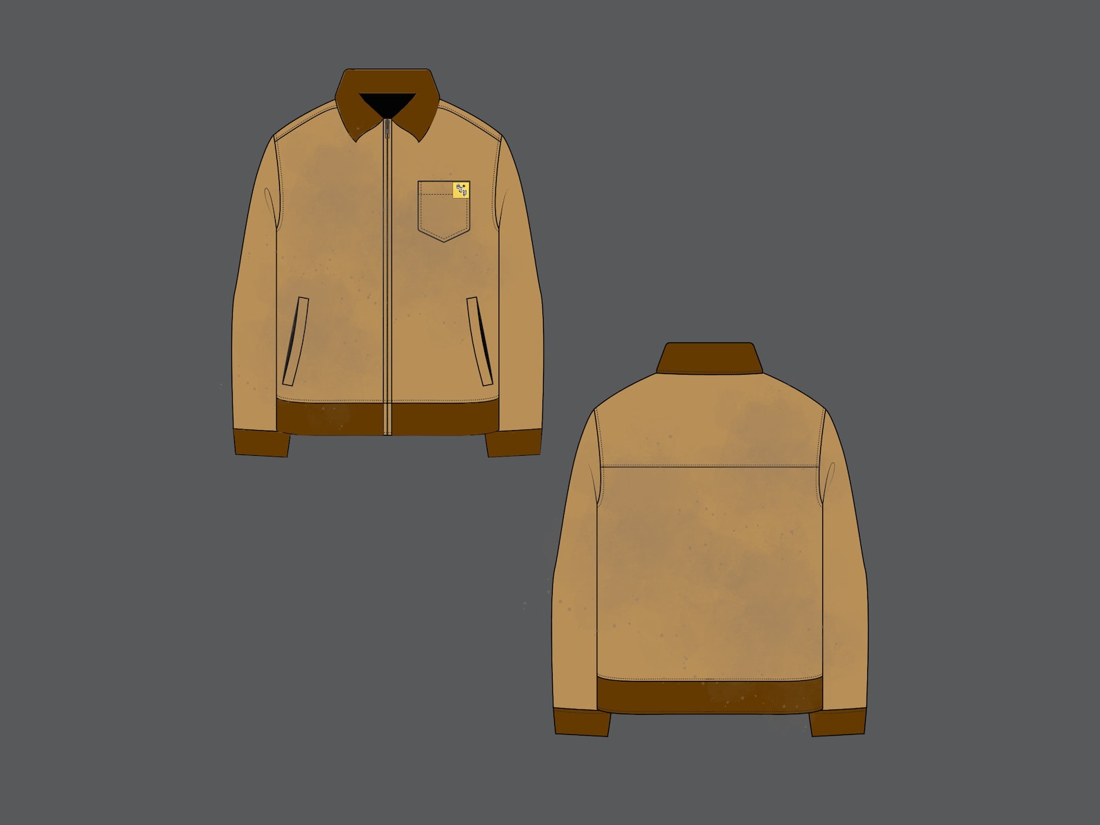 Zip up JACKET, WORK Jacket, Long Sleeve MOCKUP, Tech Pack, Work Clothes ...