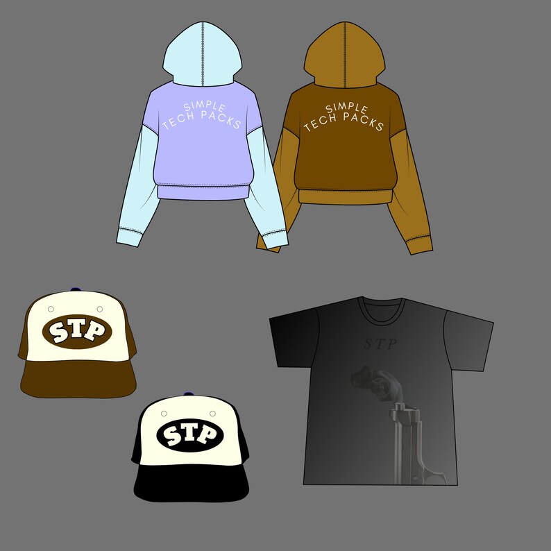 HOODIE Mockup TECH PACK Zip up Hoodie Illustrator Template - Etsy