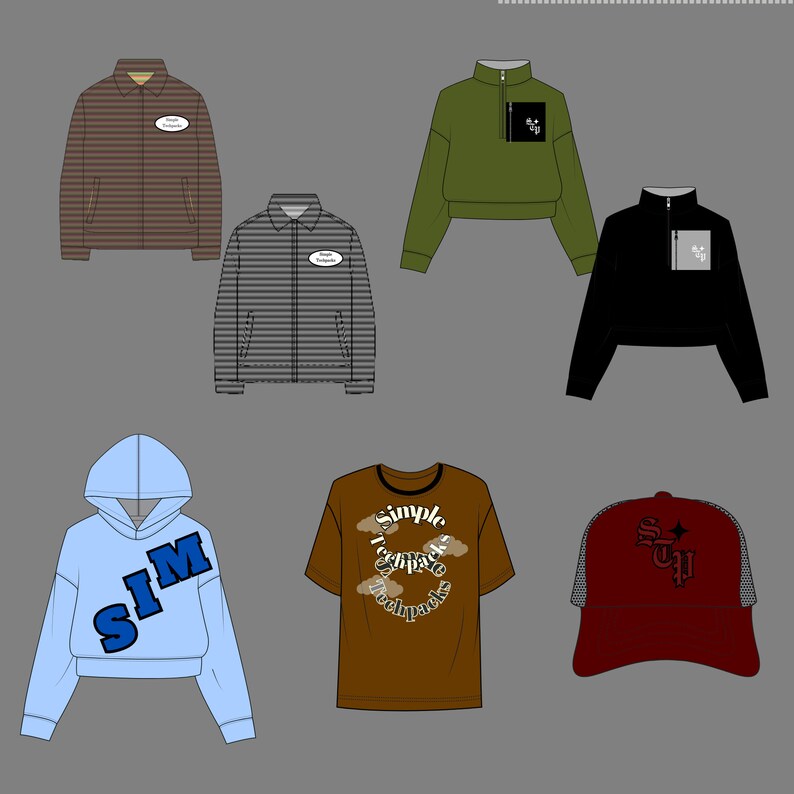 Quarter Zip Clothing Tech Pack Mockup Template, Vector Adobe ...