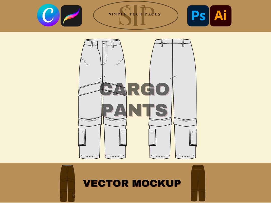 Streetwear Tech Pack Mockup Clothing Design Template, Vector ...
