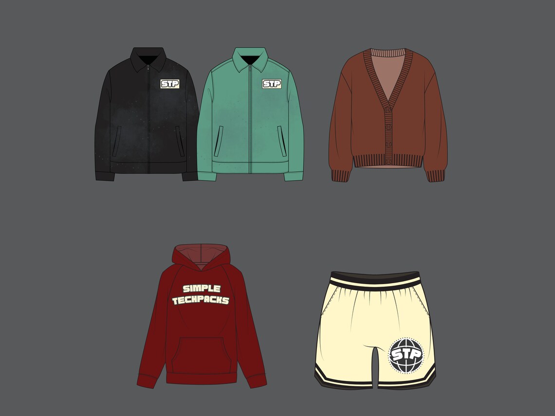Zip up JACKET, WORK Jacket, Long Sleeve MOCKUP, Tech Pack, Work Clothes ...