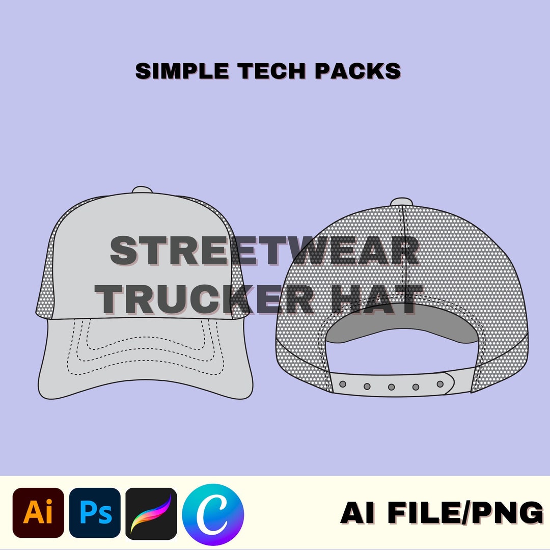 Hat Mockup, Vector Pack, Trendy TRUCKER Hat, Tech Pack, Aesthetic ...